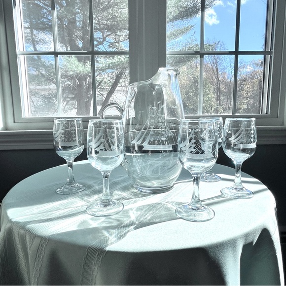 Vintage | Dining | Vintage Clipper Ship By Javit Set Of 9 Oz Pitcher ...